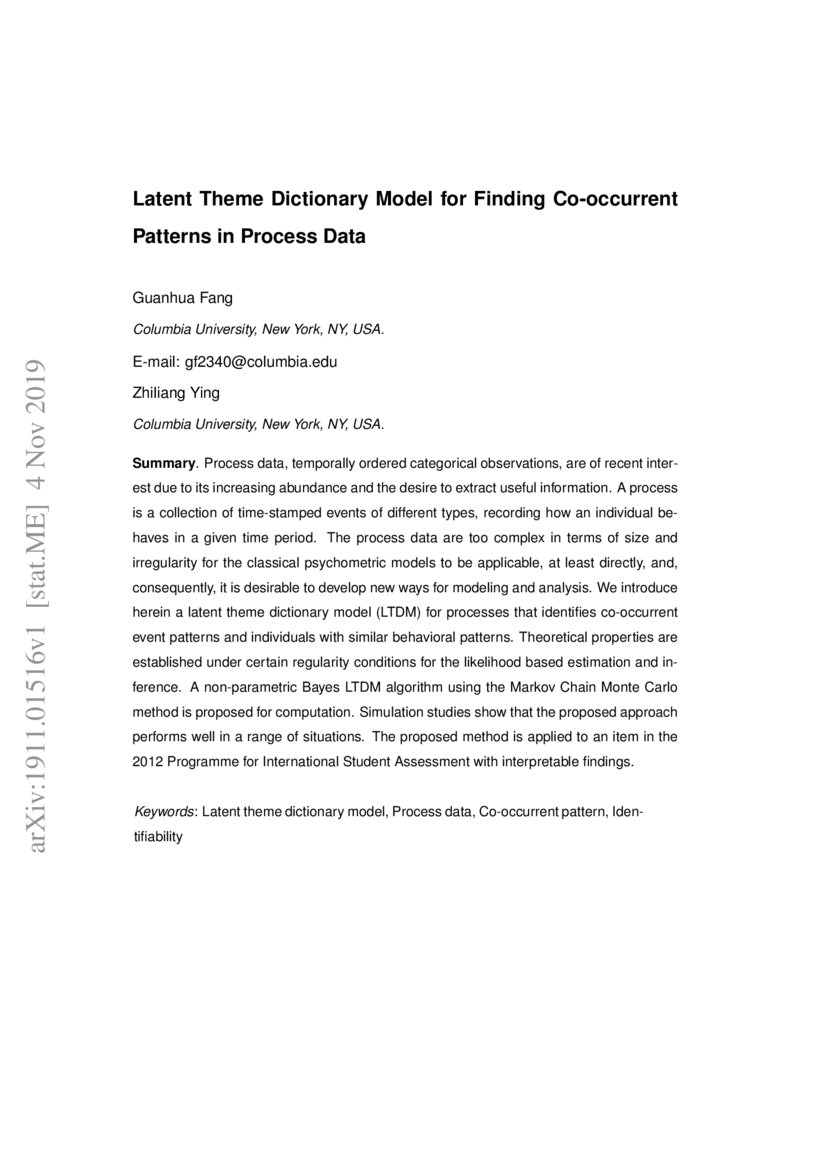 Latent Theme Dictionary Model for Finding Co-occurrent Patterns in ...