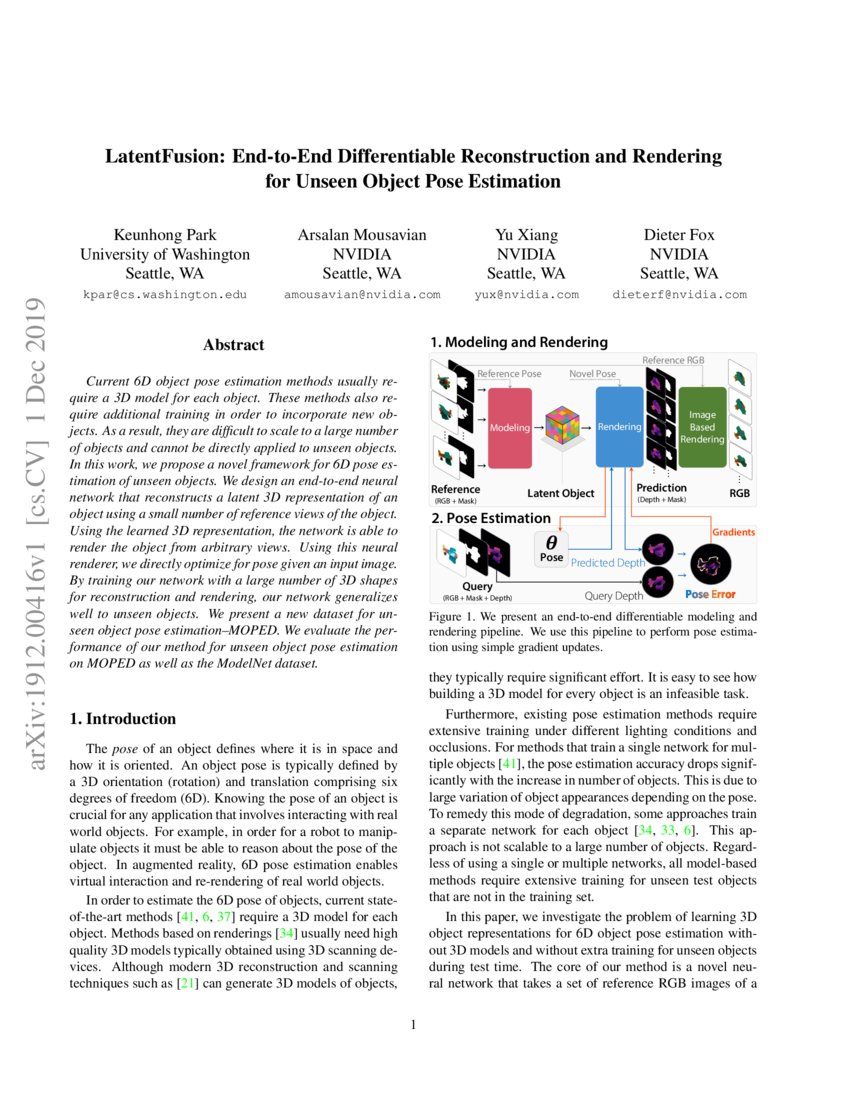 Latentfusion End To End Differentiable Reconstruction And Rendering For Unseen Object Pose