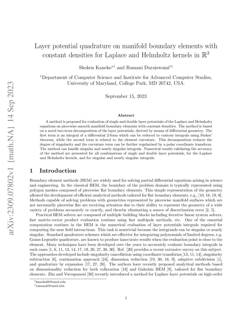 Layer potential quadrature on manifold boundary elements with constant densities for Laplace and ...