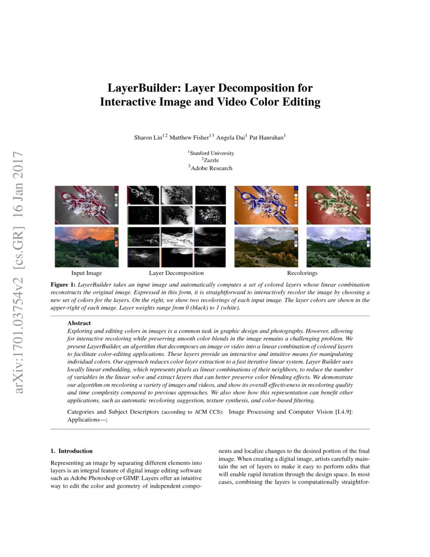 LayerBuilder: Layer Decomposition for Interactive Image and Video Color ...