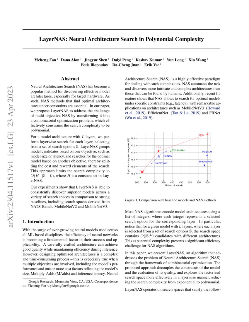 Layernas Neural Architecture Search In Polynomial Complexity Deepai 7645