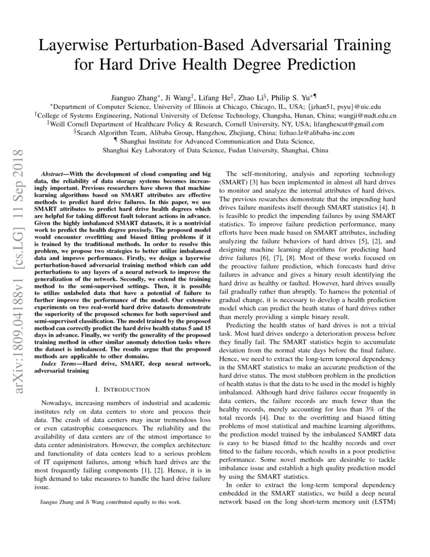 Layerwise Perturbation Based Adversarial Training For Hard Drive Health Degree Prediction Deepai