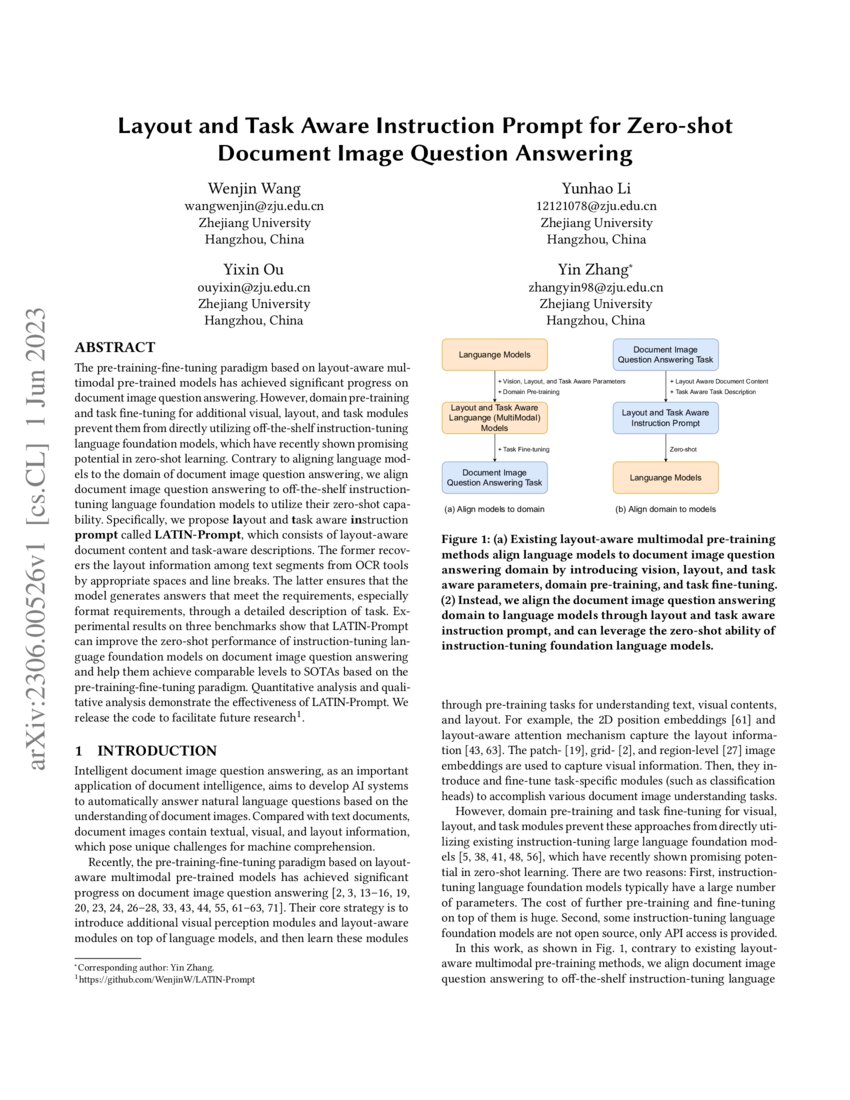 Layout And Task Aware Instruction Prompt For Zero Shot Document Image Question Answering Deepai