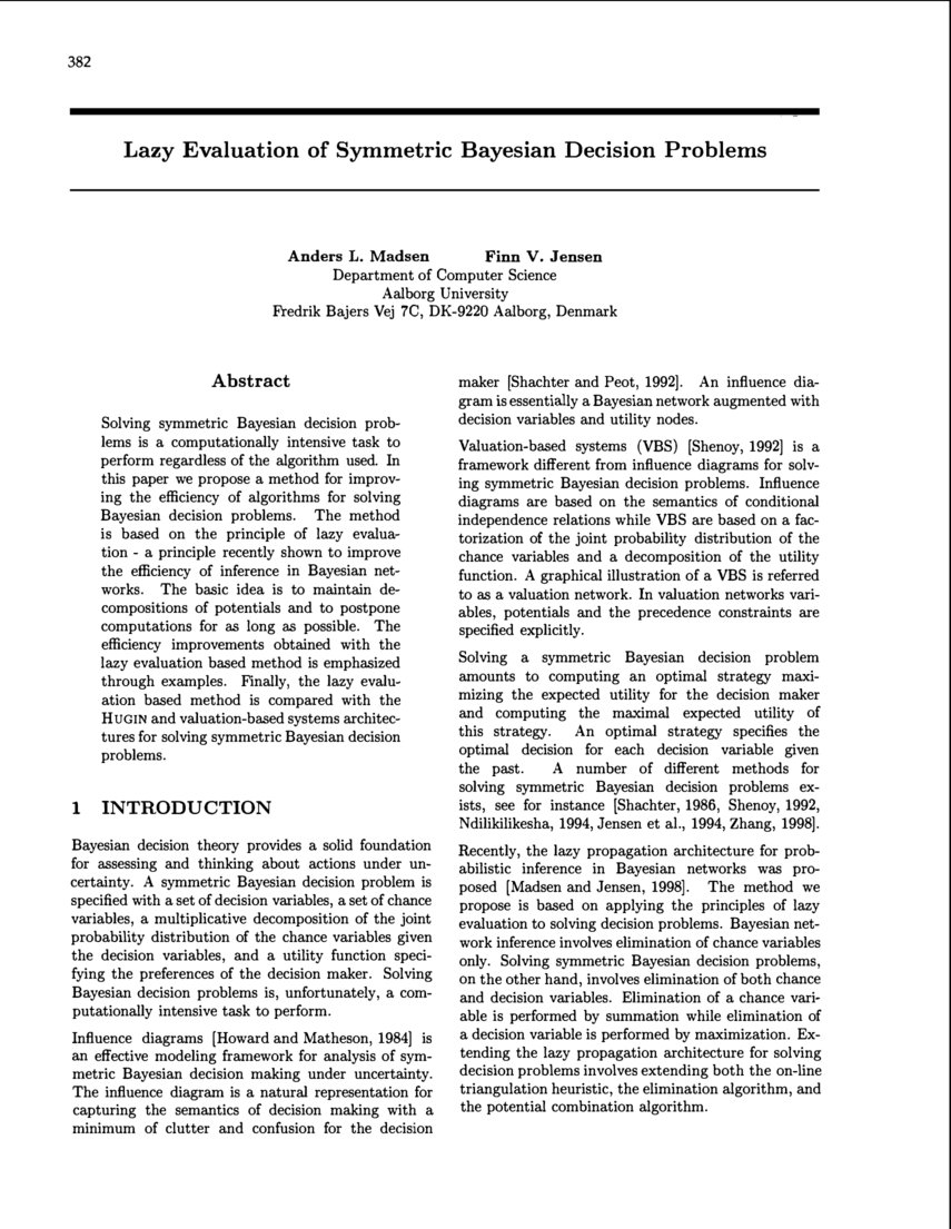 Lazy Evaluation of Symmetric Bayesian Decision Problems | DeepAI