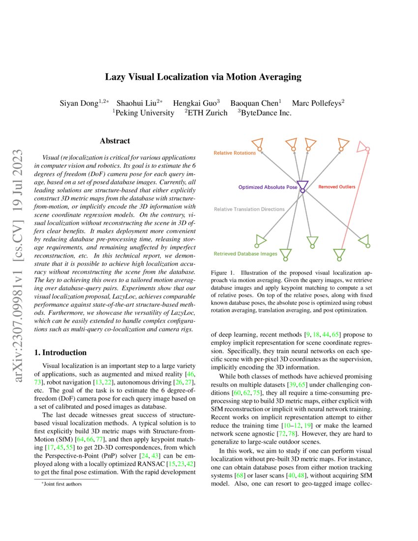 Lazy Visual Localization via Motion Averaging | DeepAI