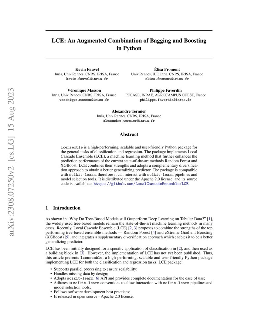 LCE: An Augmented Combination of Bagging and Boosting in Python | DeepAI