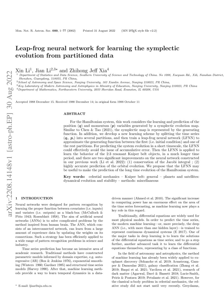 Leap-frog neural network for learning the symplectic evolution from partitioned data | DeepAI