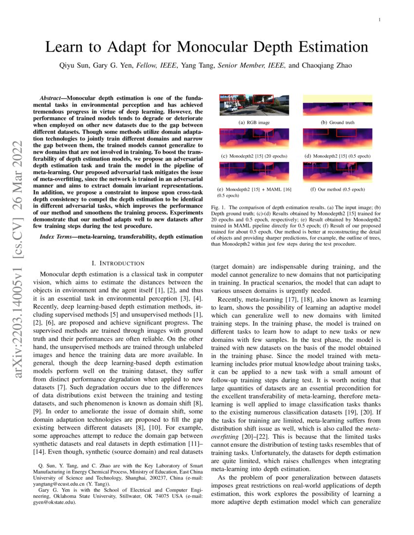 Learn to Adapt for Monocular Depth Estimation | DeepAI