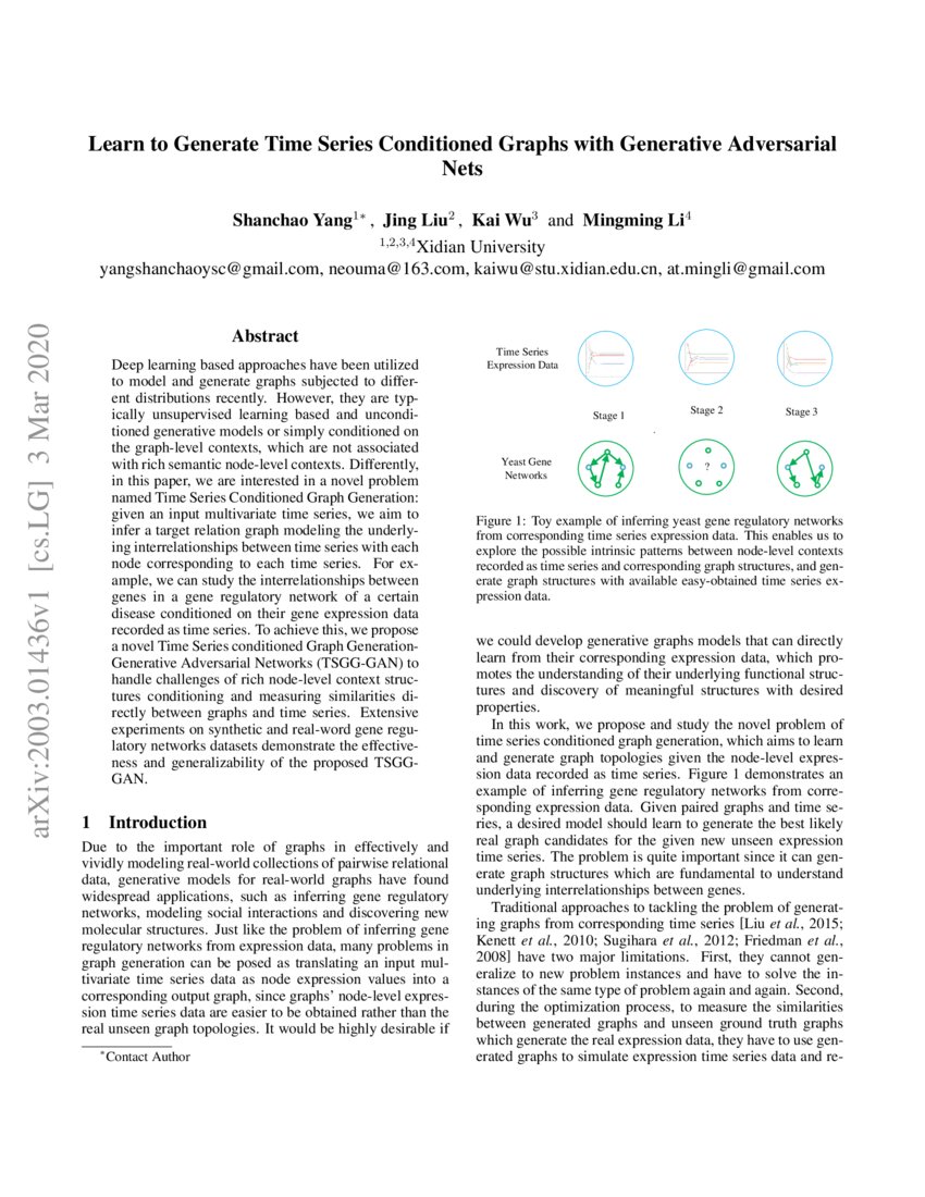 Learn to Generate Time Series Conditioned Graphs with Generative Adversarial Nets | DeepAI