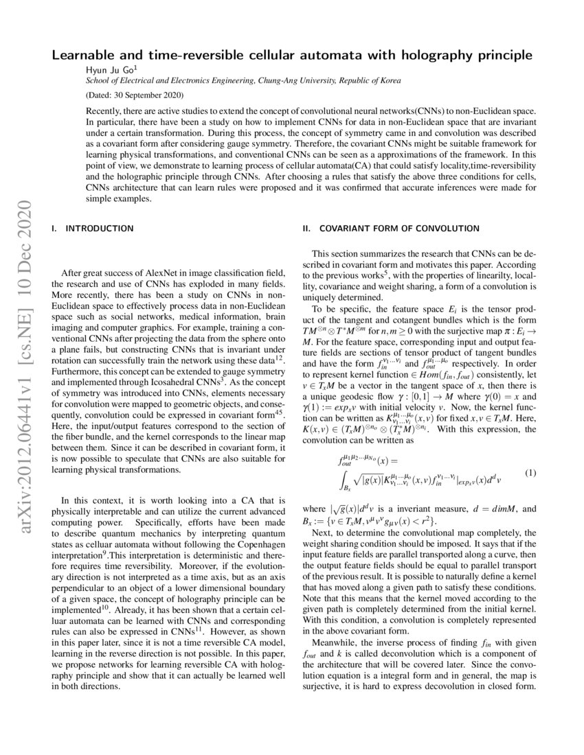 Learnable and time-reversible cellular automata with holography principle | DeepAI