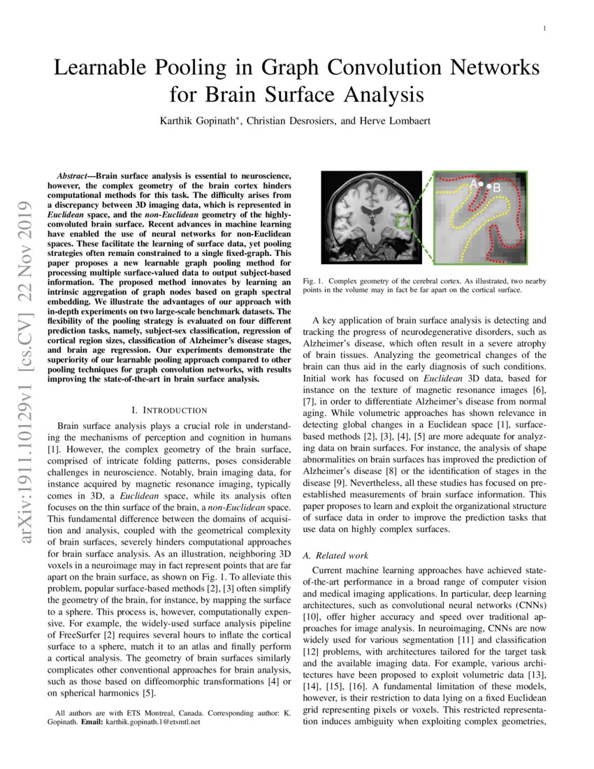 Learnable Pooling in Graph Convolution Networks for Brain Surface Analysis | DeepAI