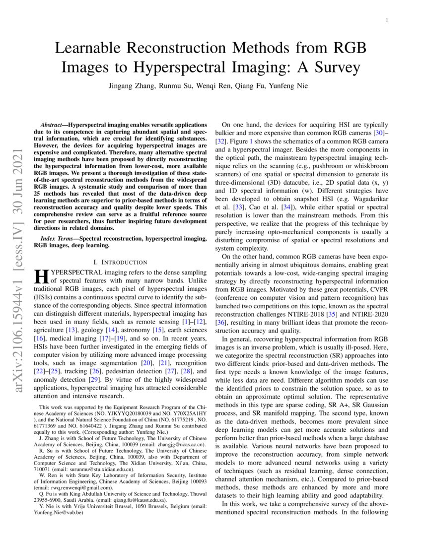 Learnable Reconstruction Methods from RGB Images to Hyperspectral ...