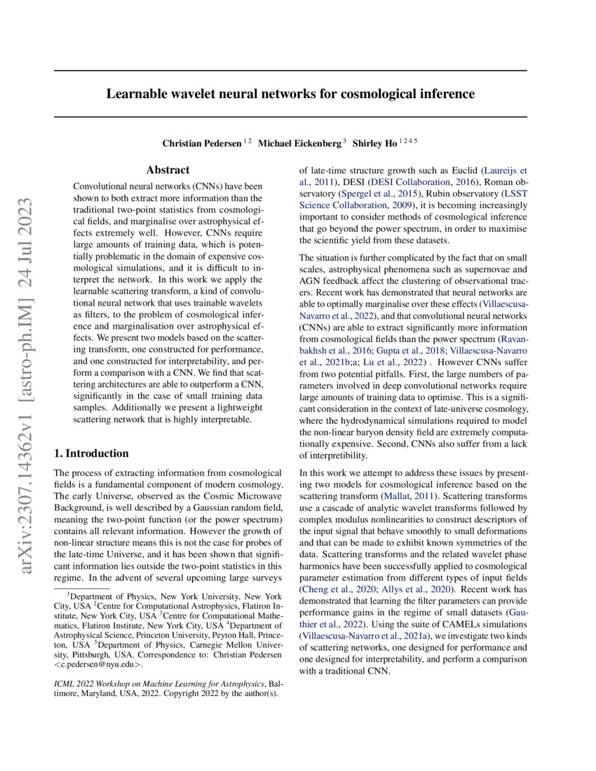 Learnable wavelet neural networks for cosmological inference | DeepAI