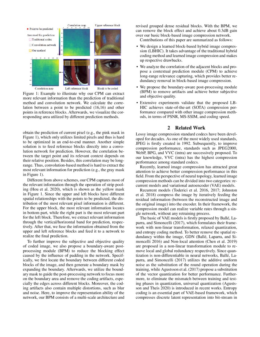 Learned Block Based Hybrid Image Compression Deepai