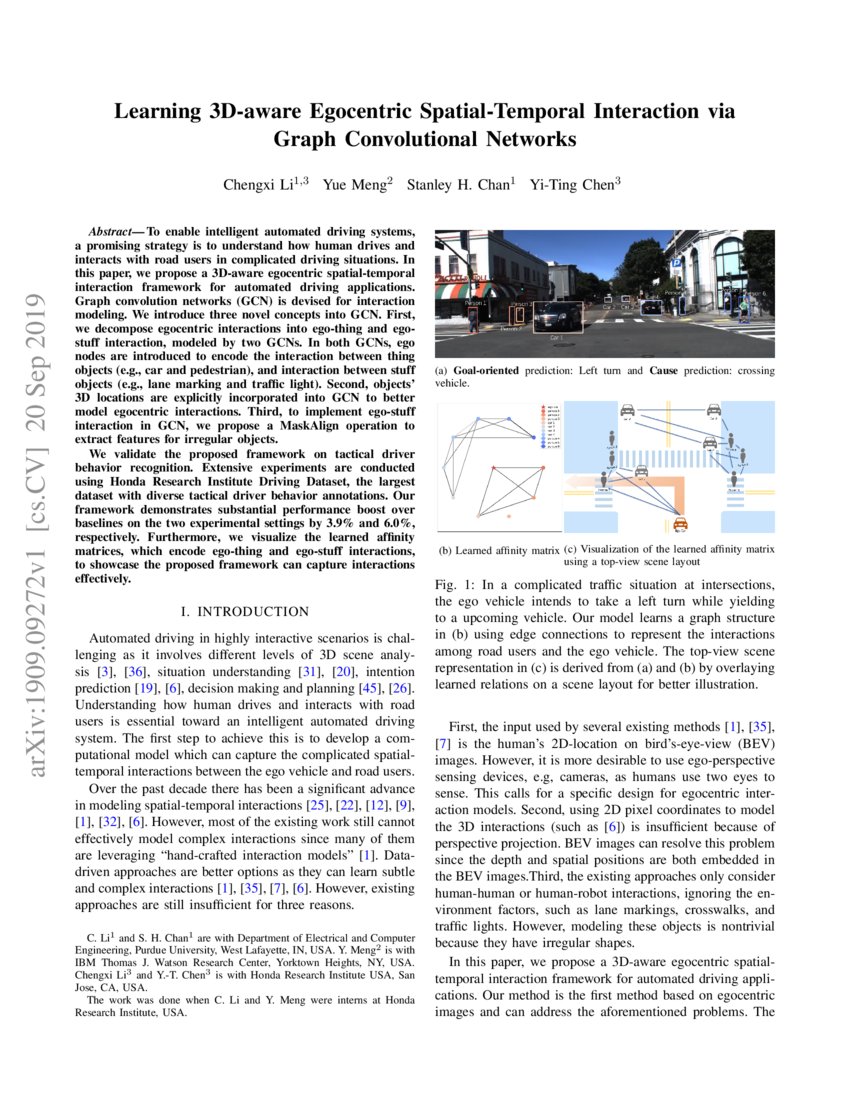 Learning 3d Aware Egocentric Spatial Temporal Interaction Via Graph Convolutional Networks Deepai