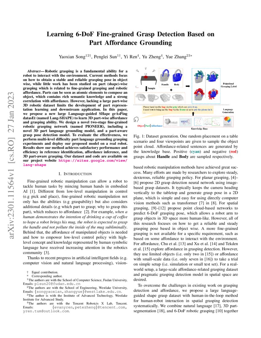 Learning 6 Dof Fine Grained Grasp Detection Based On Part Affordance