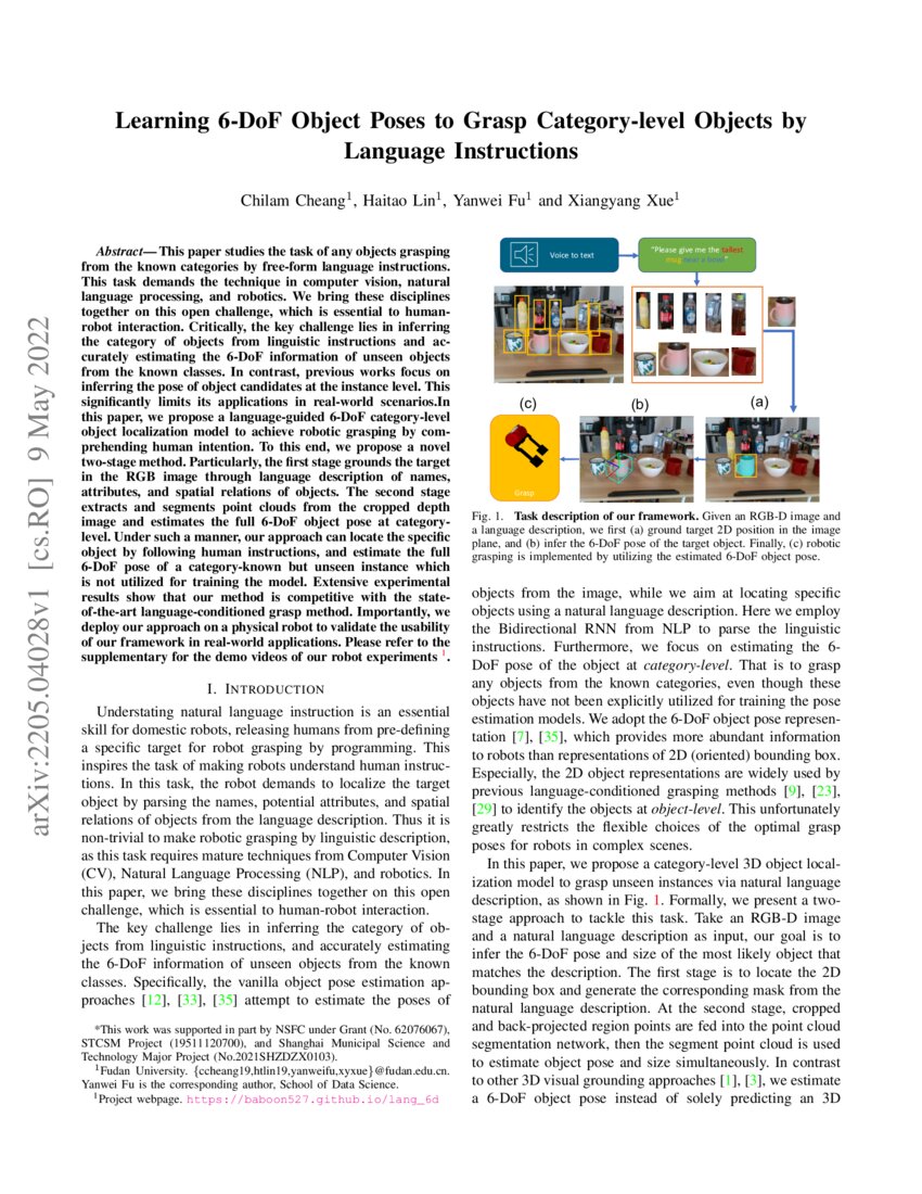 Learning 6-DoF Object Poses to Grasp Category-level Objects by Language Instructions | DeepAI
