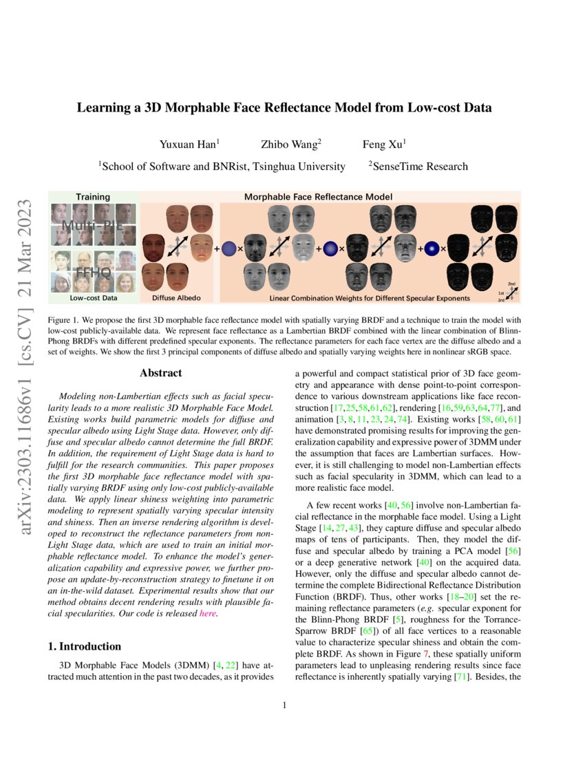 Learning A 3d Morphable Face Reflectance Model From Low Cost Data Deepai
