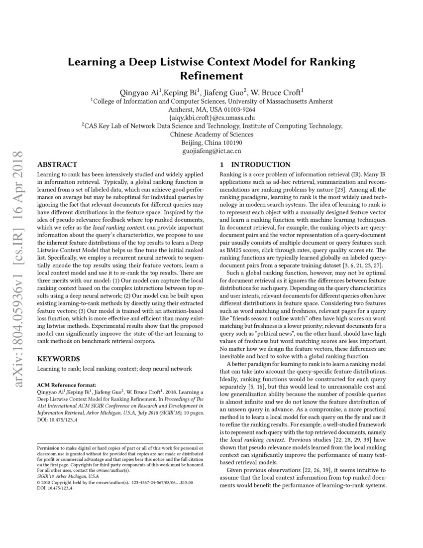 Learning A Deep Listwise Context Model For Ranking Refinement Deepai 5599