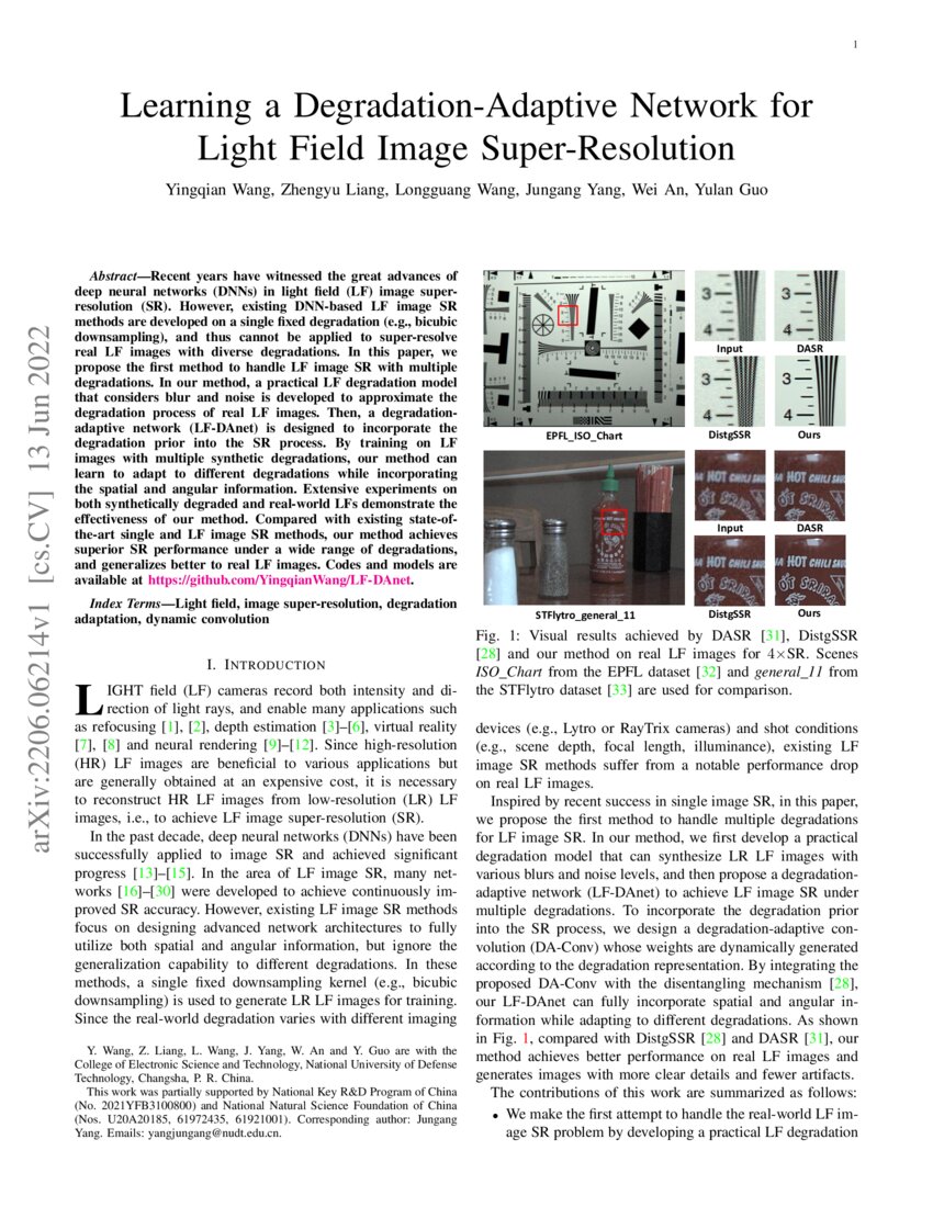 Learning a Degradation-Adaptive Network for Light Field Image Super ...