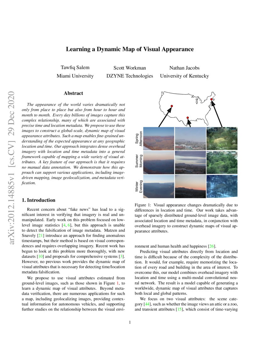 Learning a Dynamic Map of Visual Appearance | DeepAI