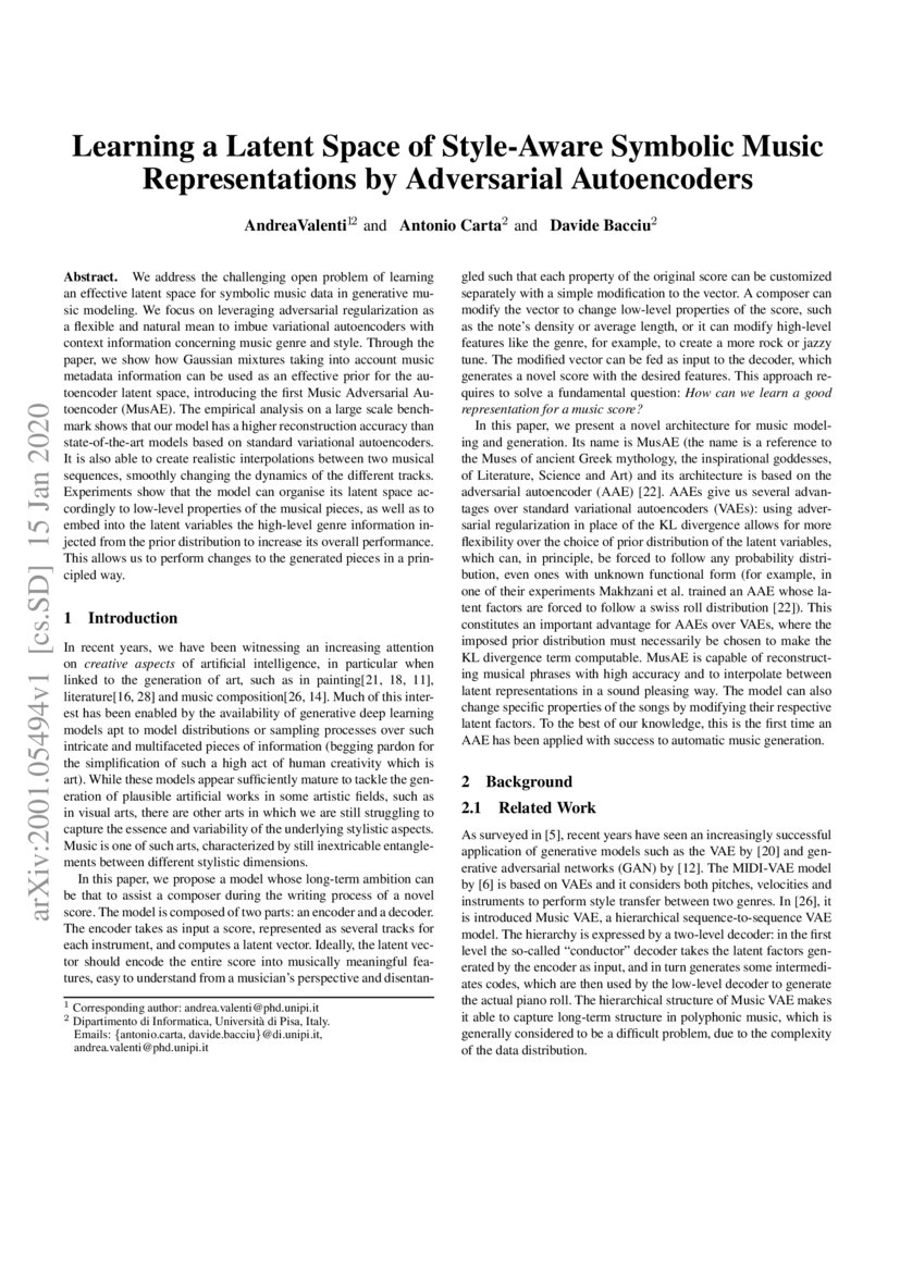 Learning a Latent Space of Style-Aware Symbolic Music Representations ...