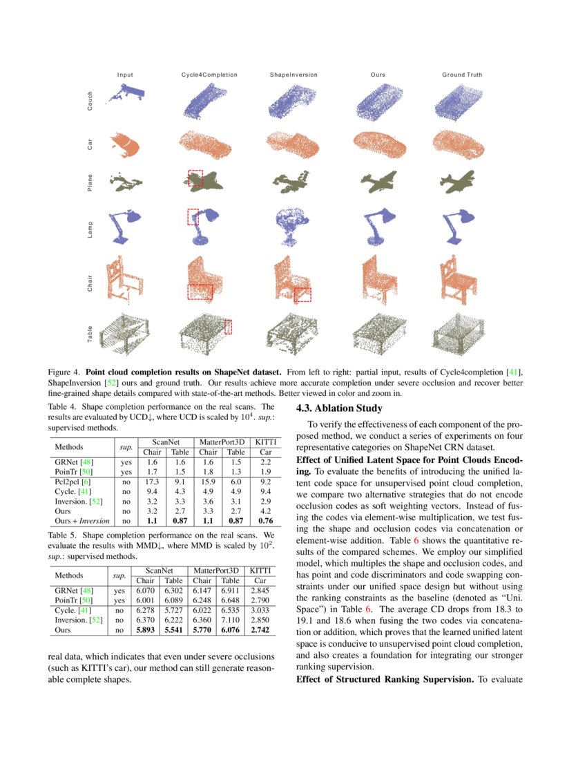 Learning A Structured Latent Space For Unsupervised Point Cloud Completion Deepai 7694