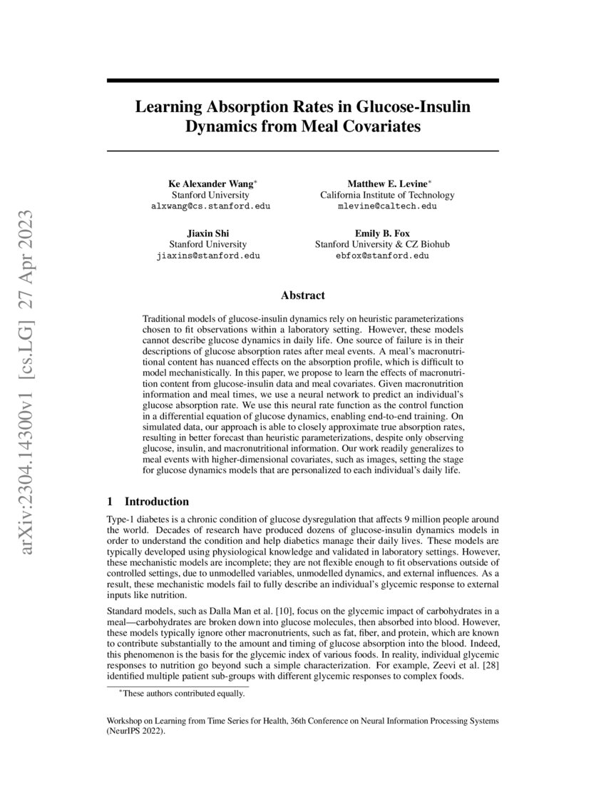 Learning Absorption Rates in Glucose-Insulin Dynamics from Meal ...