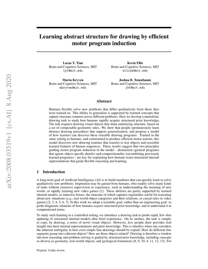 Learning abstract structure for drawing by efficient motor program induction | DeepAI