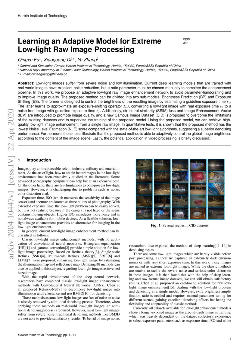 Learning an Adaptive Model for Extreme Low-light Raw Image Processing ...