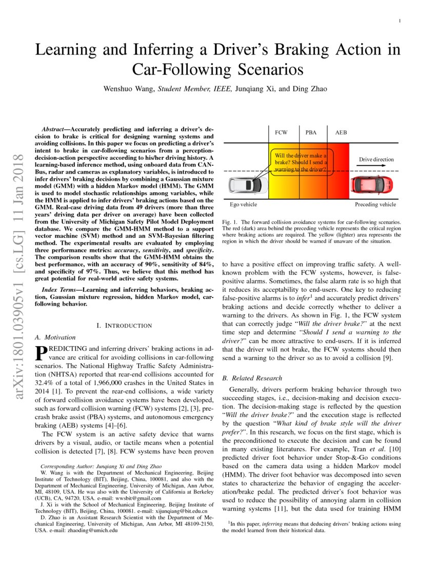 Learning and Inferring a Driver's Braking Action in Car-Following ...
