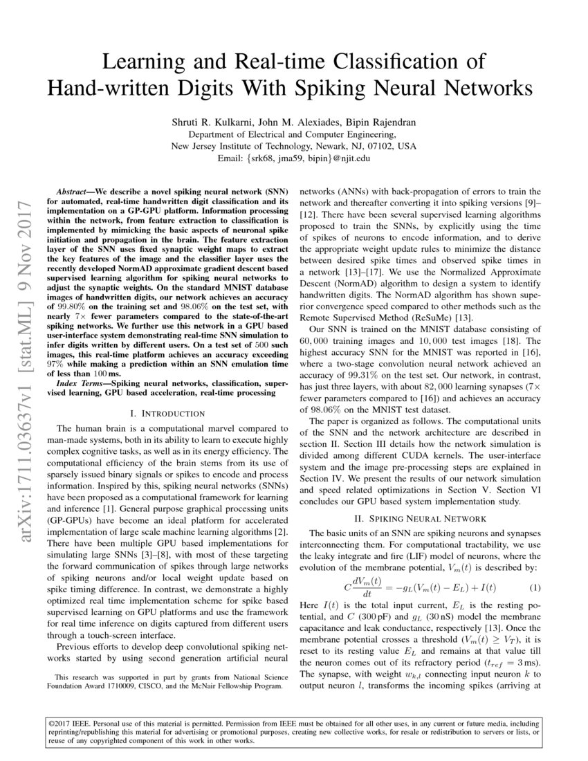 Learning and Real-time Classification of Hand-written Digits With ...