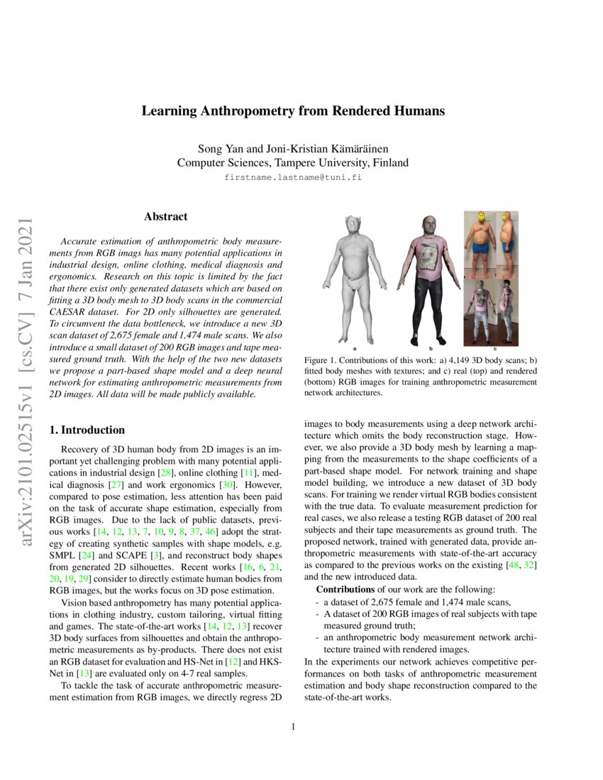 Learning Anthropometry from Rendered Humans | DeepAI