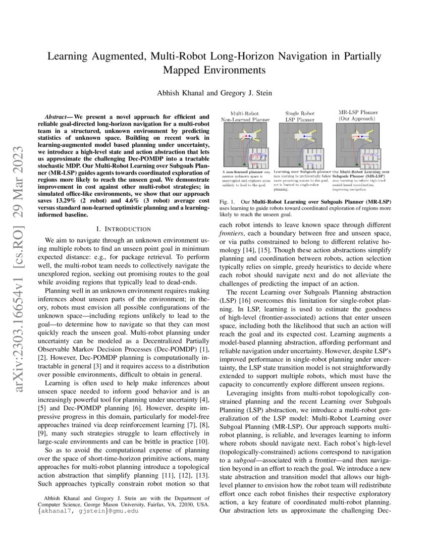 Learning Augmented, Multi-Robot Long-Horizon Navigation in Partially Mapped Environments | DeepAI