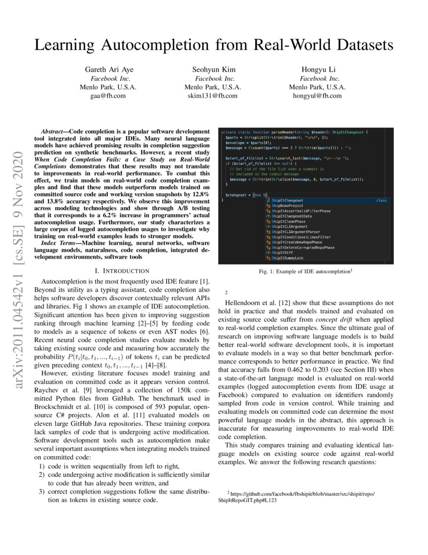 Learning Autocompletion from Real-World Datasets | DeepAI
