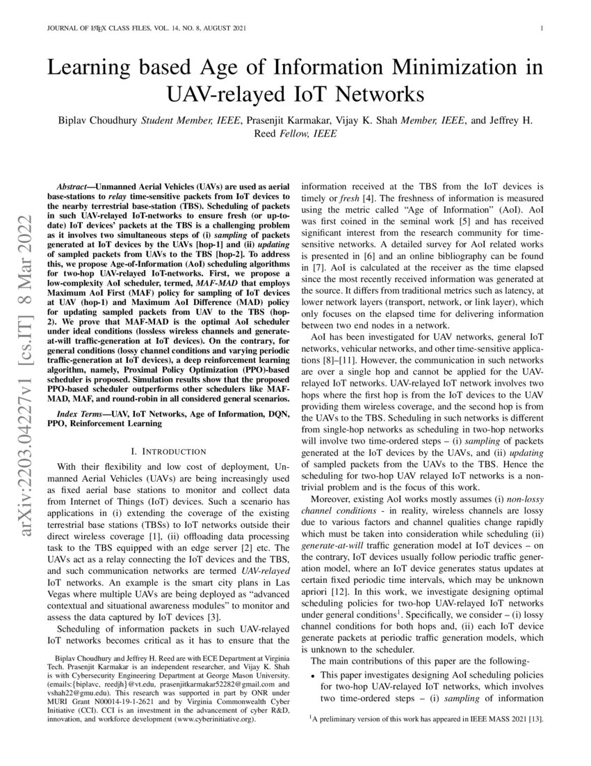 Learning Based Age Of Information Minimization In Uav Relayed Iot Networks Deepai