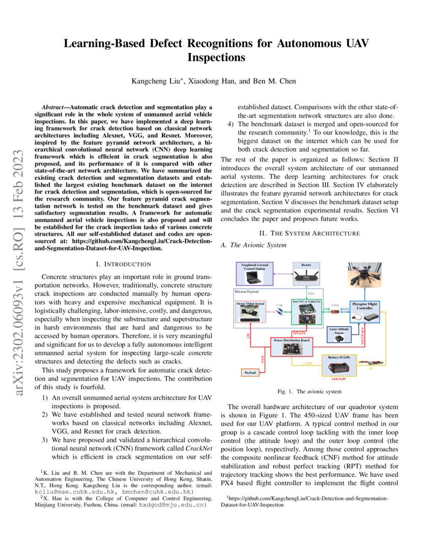 Learning Based Defect Recognitions For Autonomous Uav Inspections Deepai