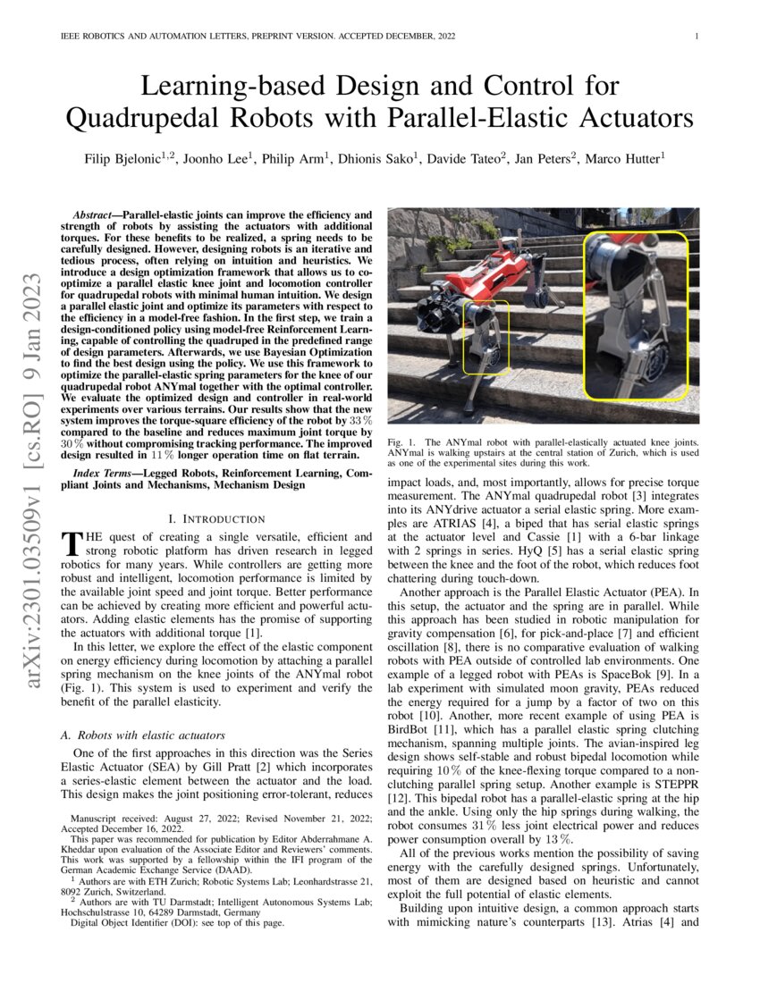 Learning-based Design and Control for Quadrupedal Robots with Parallel-Elastic Actuators | DeepAI