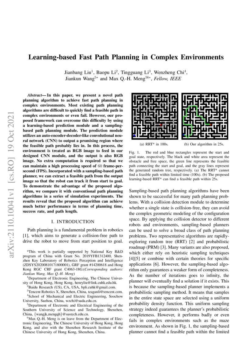 Learning-based Fast Path Planning in Complex Environments | DeepAI
