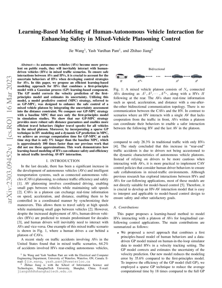 Learning-Based Modeling of Human-Autonomous Vehicle Interaction for Enhancing Safety in Mixed ...
