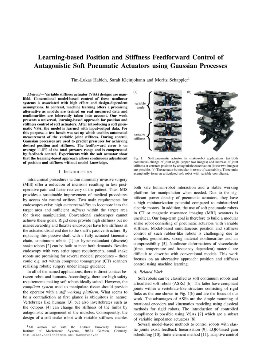 Learning Based Position And Stiffness Feedforward Control Of Antagonistic Soft Pneumatic