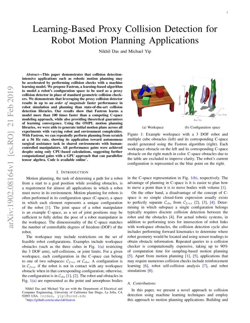 Learning Based Proxy Collision Detection For Robot Motion Planning Applications Deepai