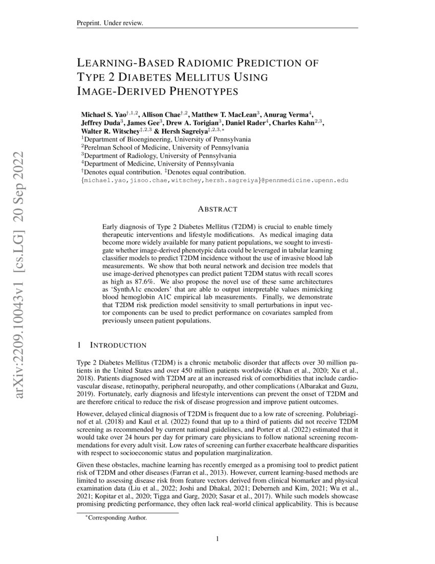 Learning-Based Radiomic Prediction of Type 2 Diabetes Mellitus Using ...
