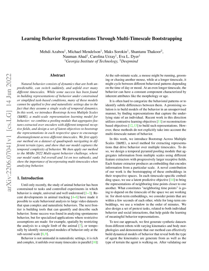Learning Behavior Representations Through Multi-Timescale Bootstrapping | DeepAI