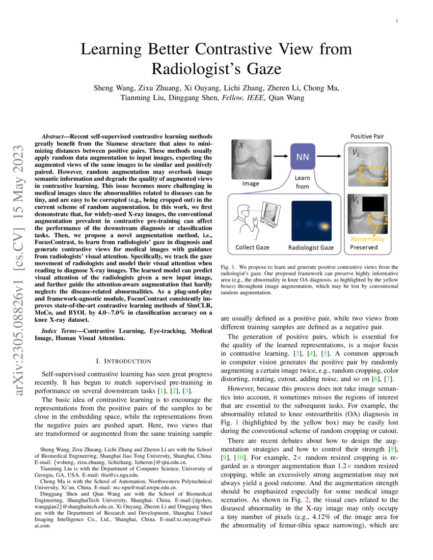 Learning Better Contrastive View from Radiologist's Gaze | DeepAI