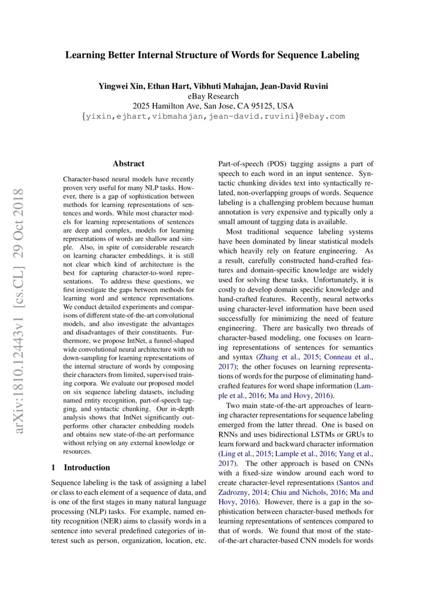 Learning Better Internal Structure of Words for Sequence Labeling | DeepAI
