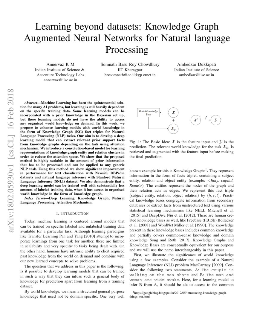Learning beyond datasets: Knowledge Graph Augmented Neural Networks for ... Learning beyond datasets: Knowledge Graph Augmented Neural Networks for ...