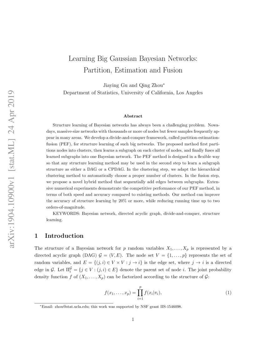 Learning Big Gaussian Bayesian Networks Partition Estimation And Fusion Deepai