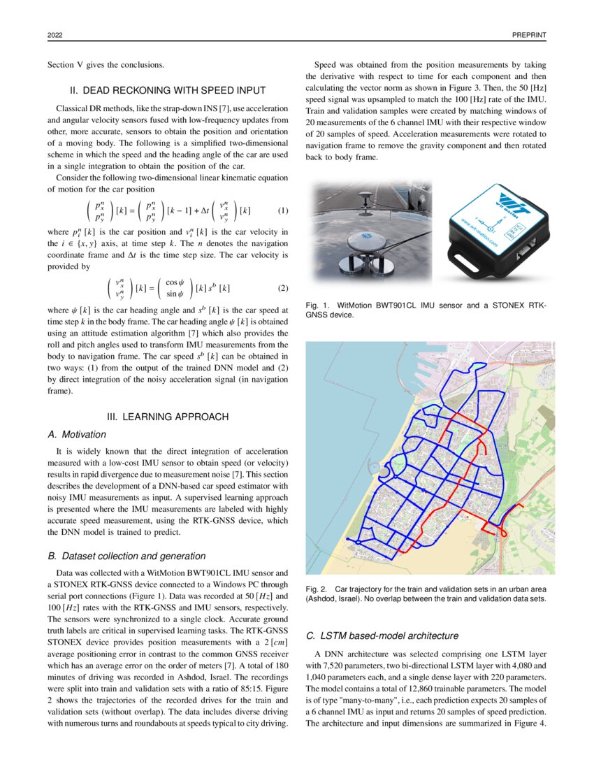 Learning Car Speed Using Inertial Sensors | DeepAI