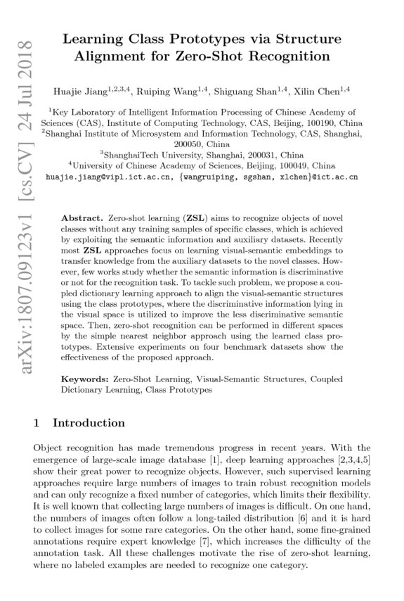 Learning Class Prototypes via Structure Alignment for Zero-Shot Recognition | DeepAI